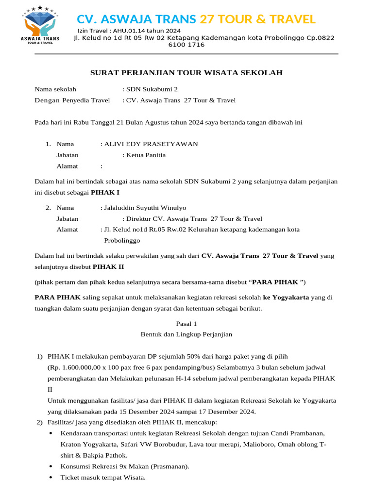 SURAT Perjanjian SD skb2 | PDF