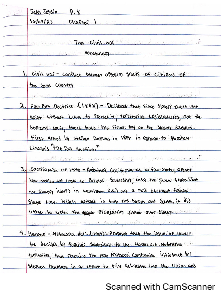 The Civil War Vocabulary | PDF