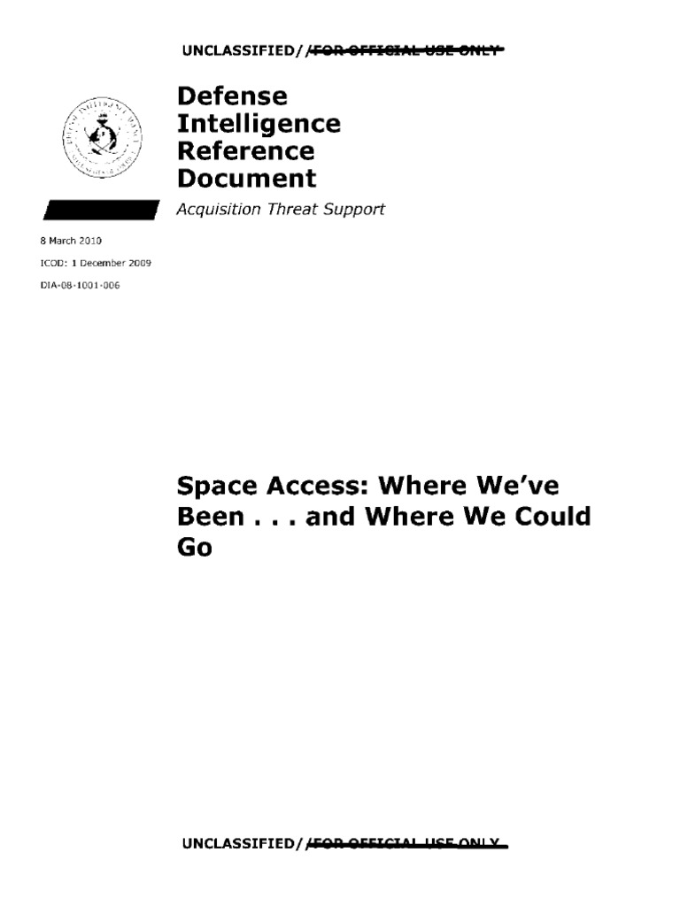 Defense Intelligence Reference Document Space Access - Where We've Been ...
