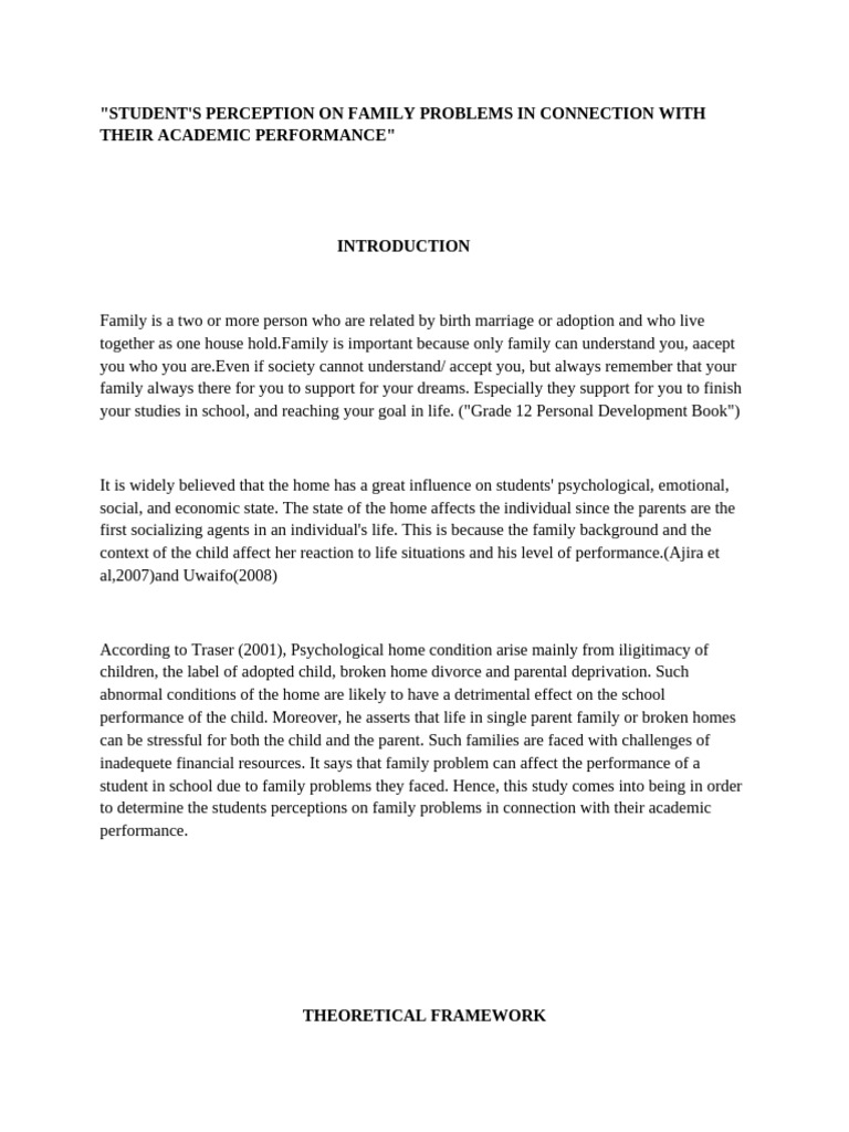 Student Views on Family Issues & Academics | PDF | Family | Causality