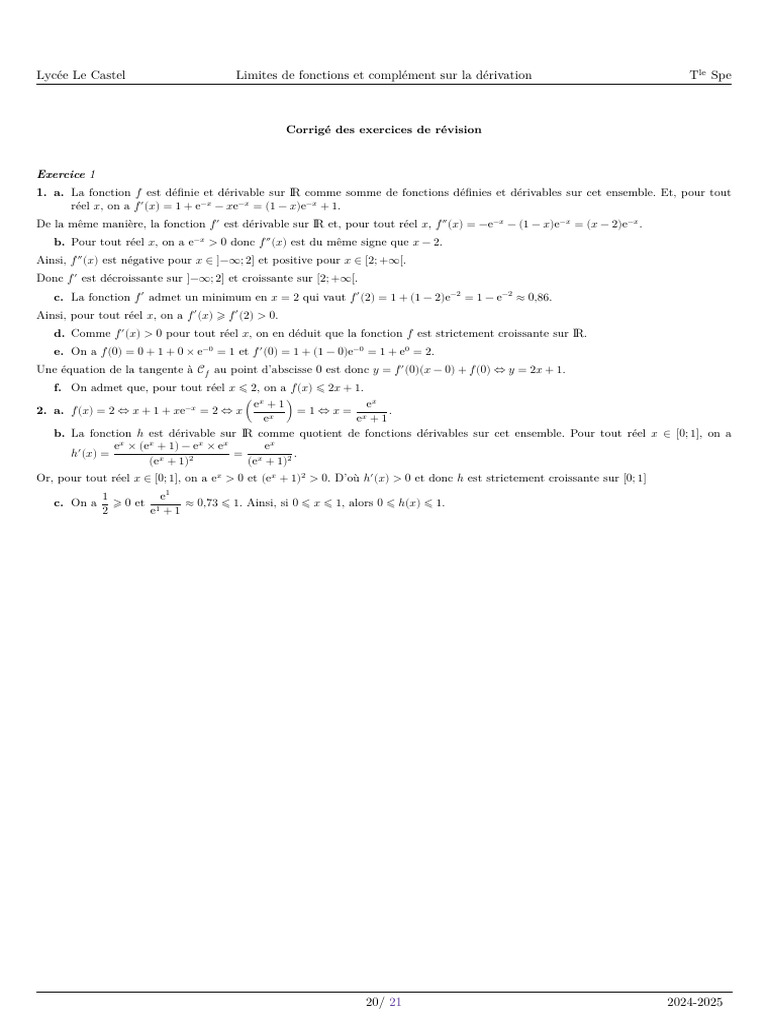 Corrige Exos Revisions | PDF