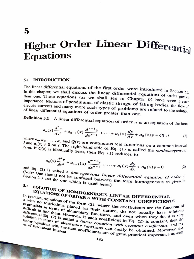 Higher Order Linear Differential Equation | PDF | Polynomial | Ordinary Differential Equation