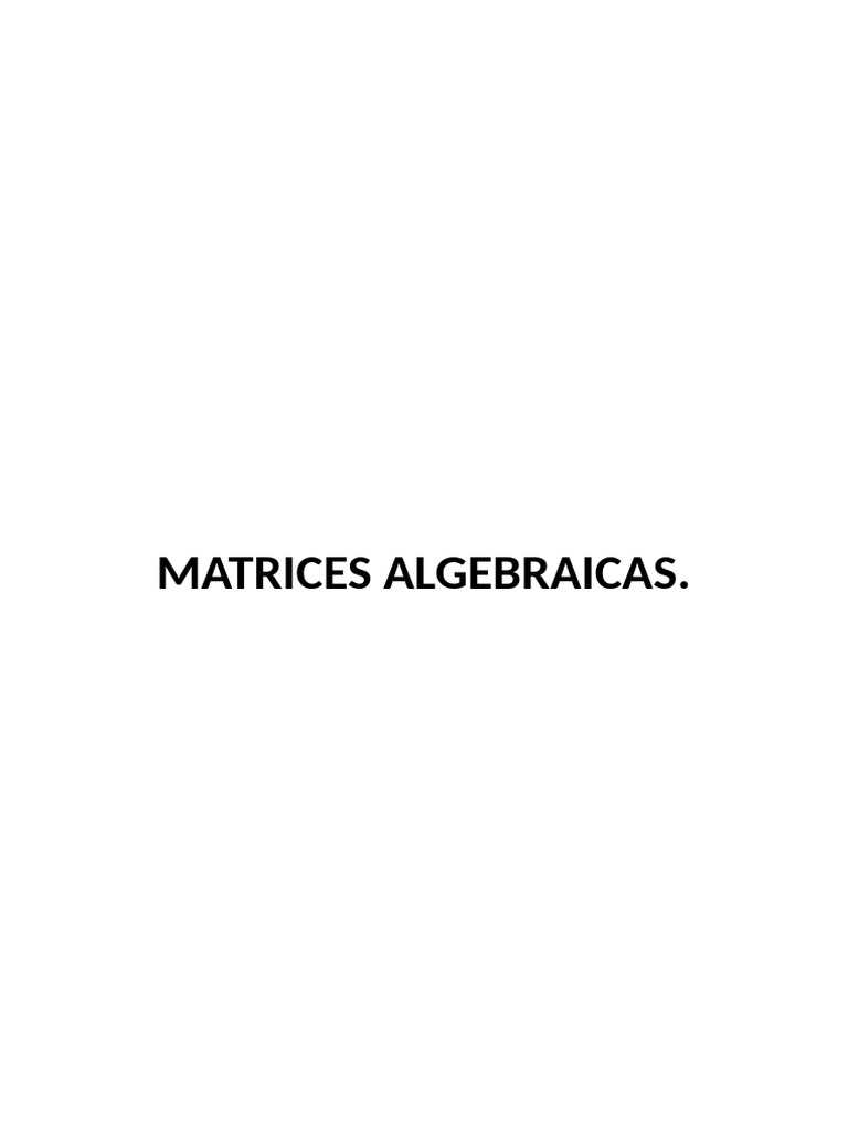 Matrices Algebraicas | PDF
