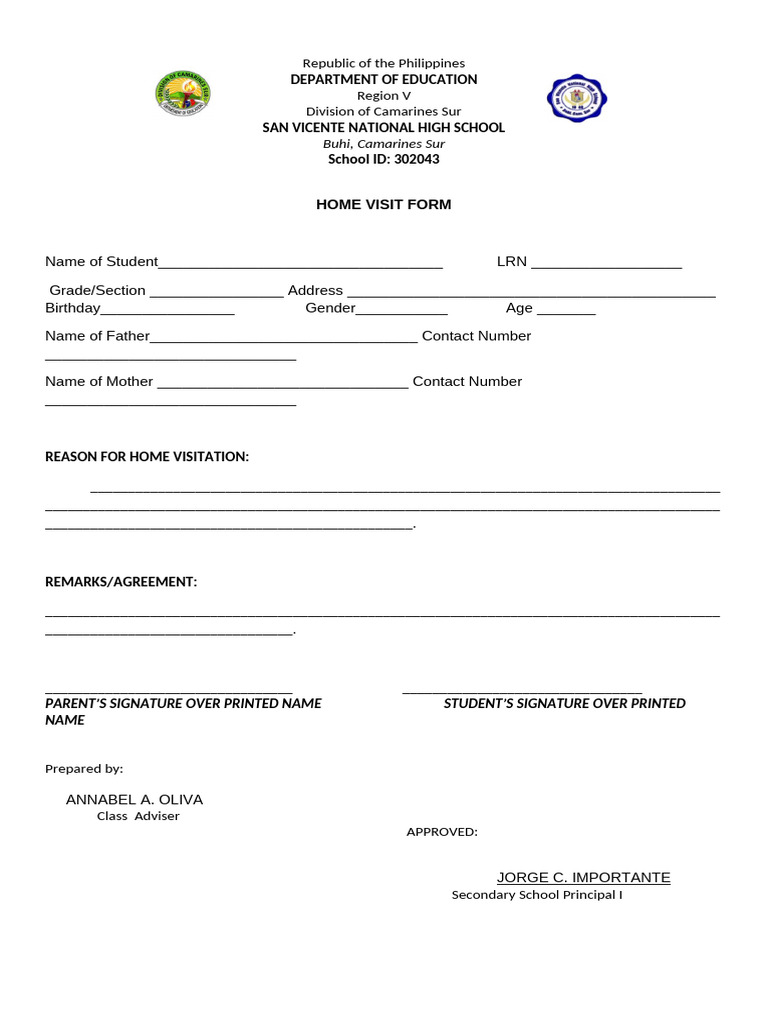 home visit form | PDF