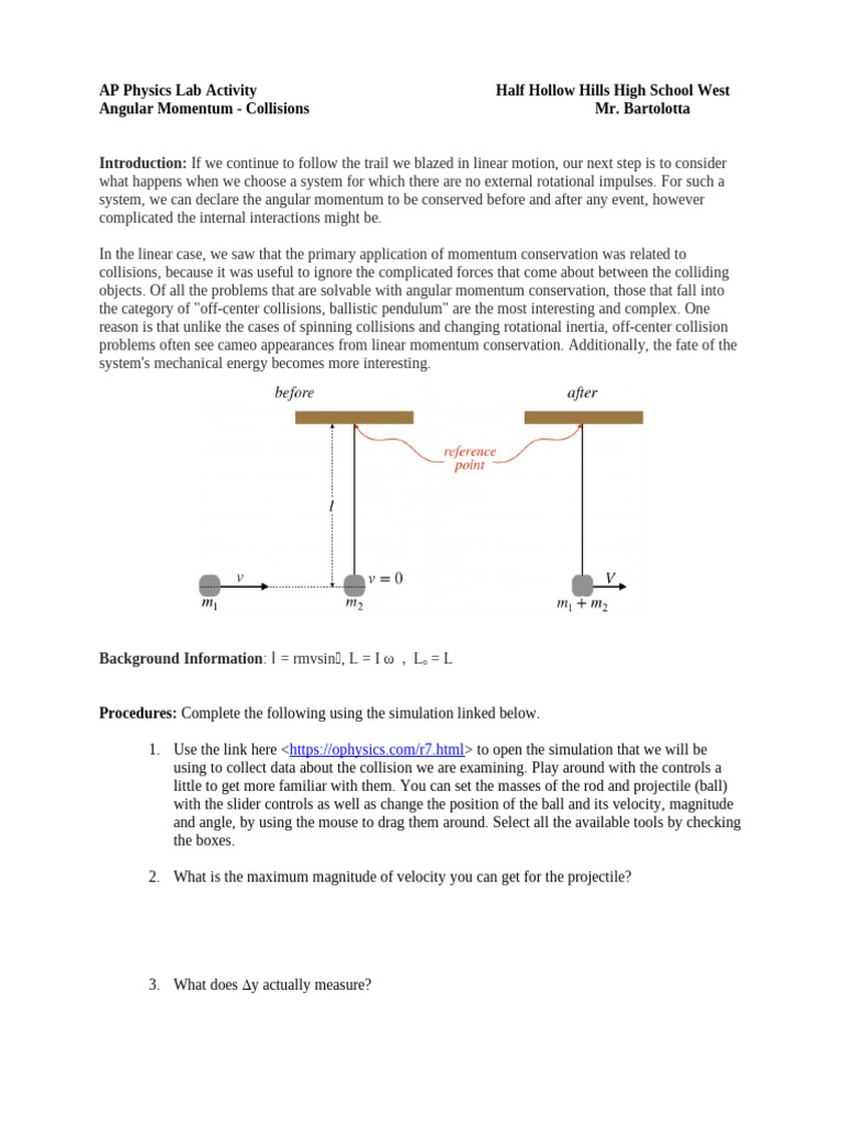 Angular Momentum LAB | PDF | Momentum | Collision