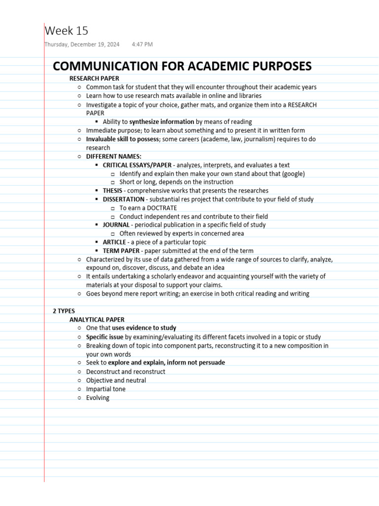 Communication For Academic Purposes | PDF | Citation | Thesis