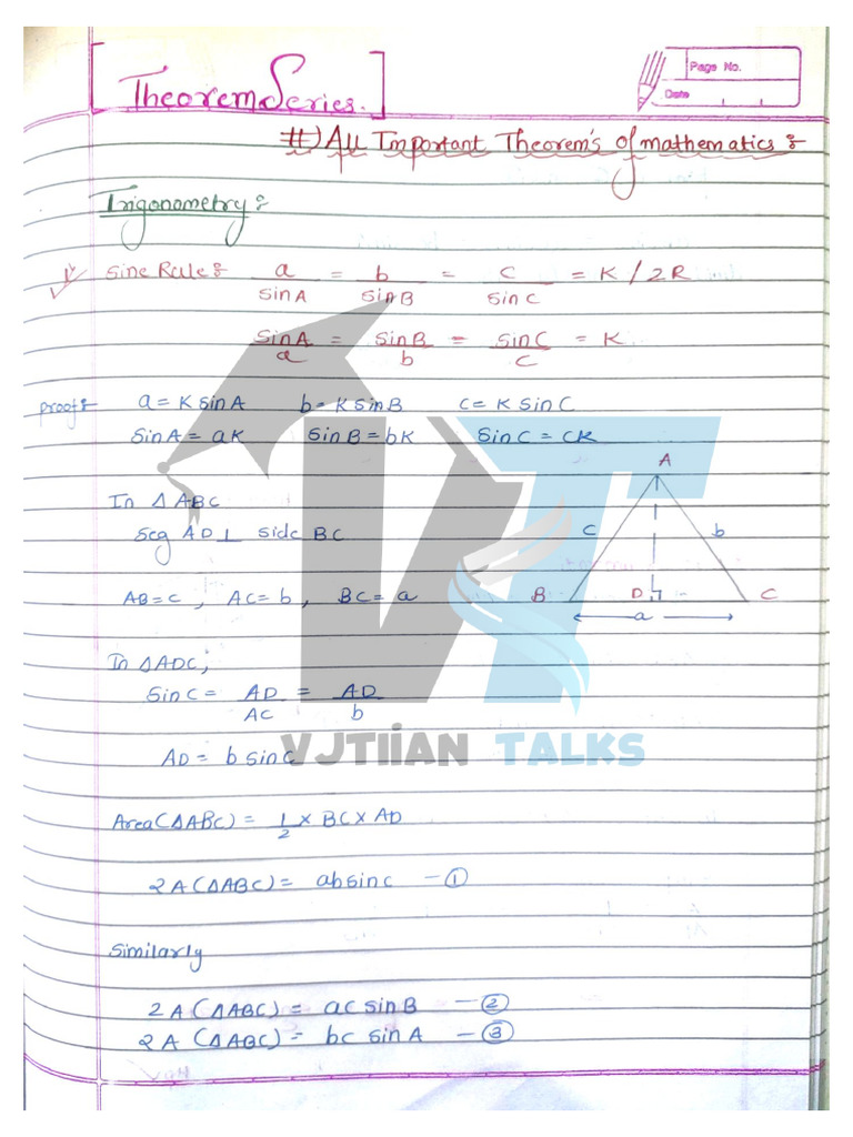 HSC Maths Important Theorems | PDF