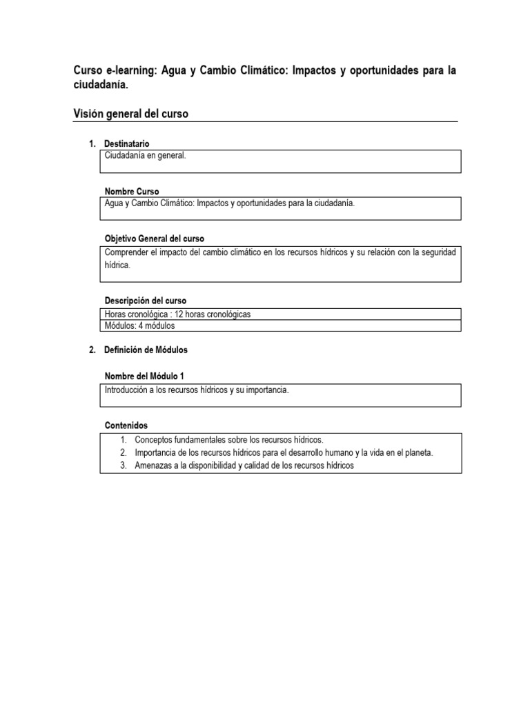 Curso sobre Agua y Cambio Climático | PDF