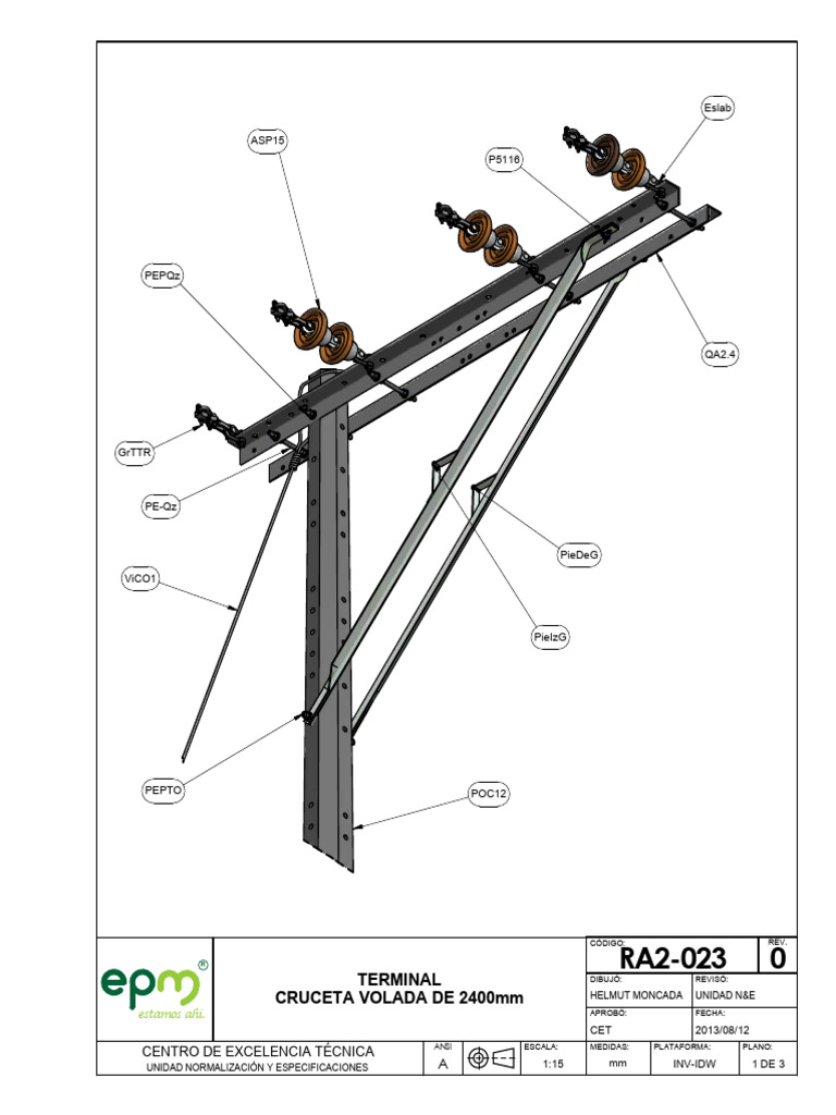 Especificaciones Cruceta Volada 2400mm | PDF | Materiales | Ingeniería ...
