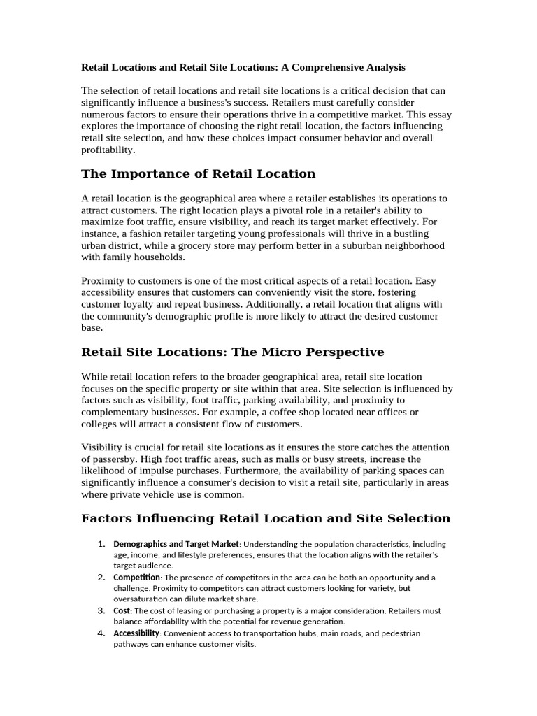 Retail Locations and Retail Site Locations | PDF | Retail | Consumer ...