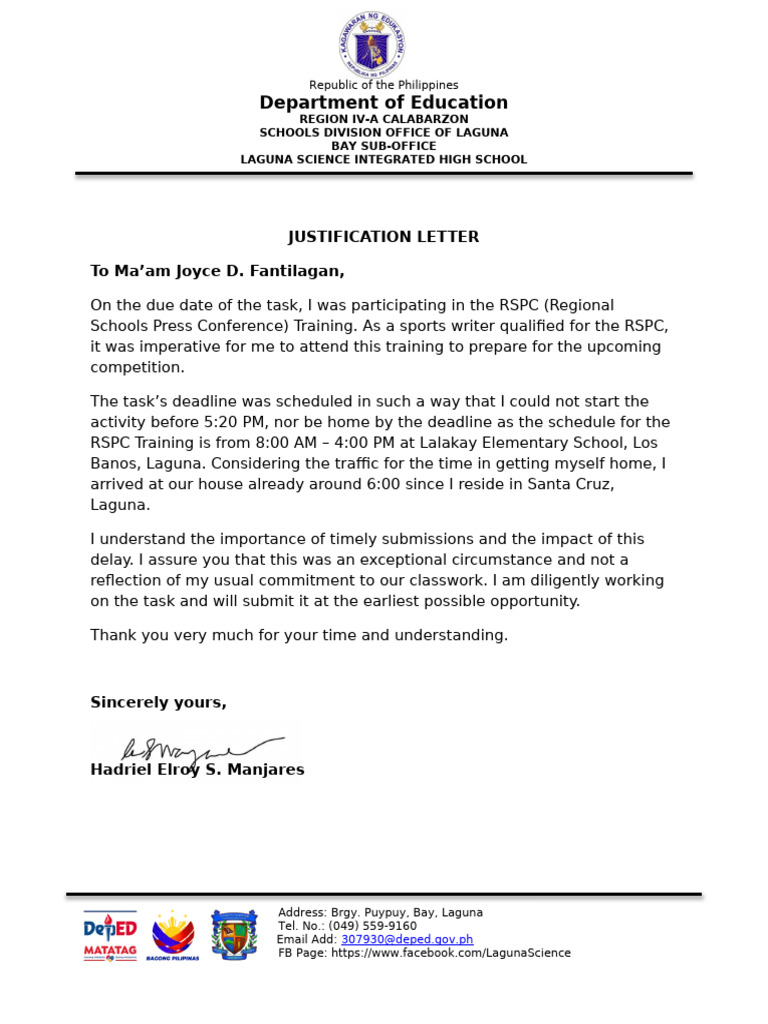 Justification Letter | PDF