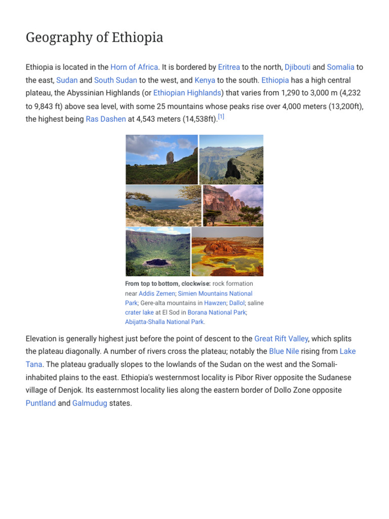 Geography of Ethiopia - Wikipedia | PDF | Physical Geography | Earth ...