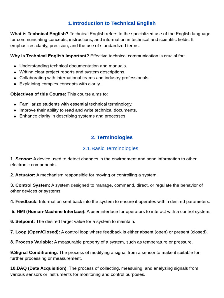 Technical English (1) | PDF | Automation | Robot