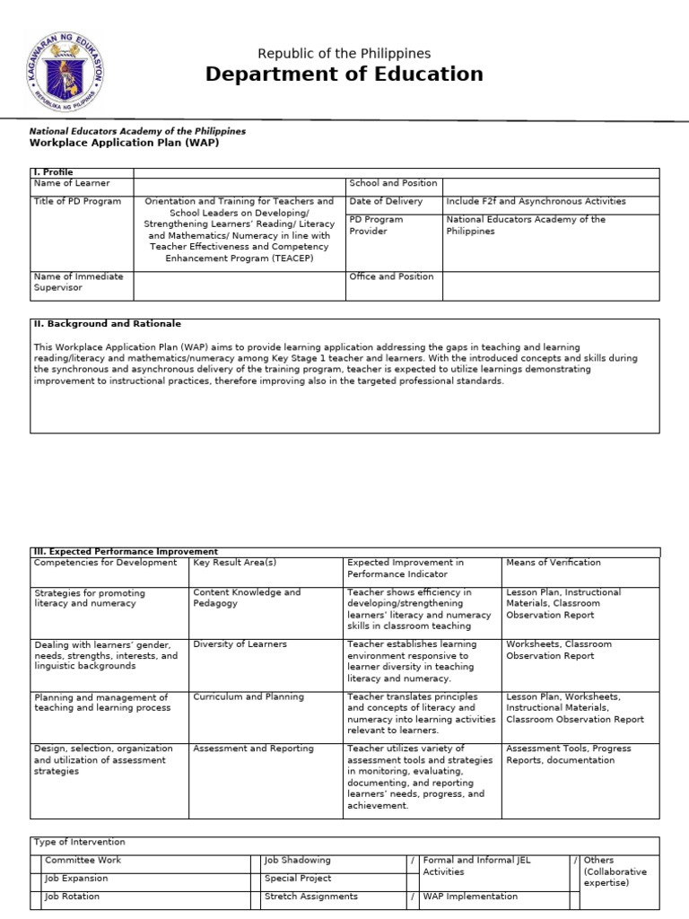TEACEP WAP For Teachers v3 | PDF | Teachers | Lesson Plan
