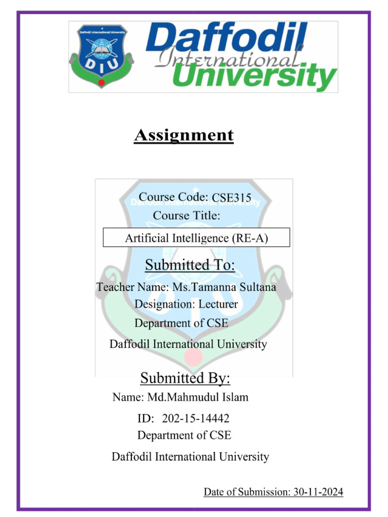 AI Assignment2 ID-202-15-14442 | PDF | Library (Computing) | Assembly ...