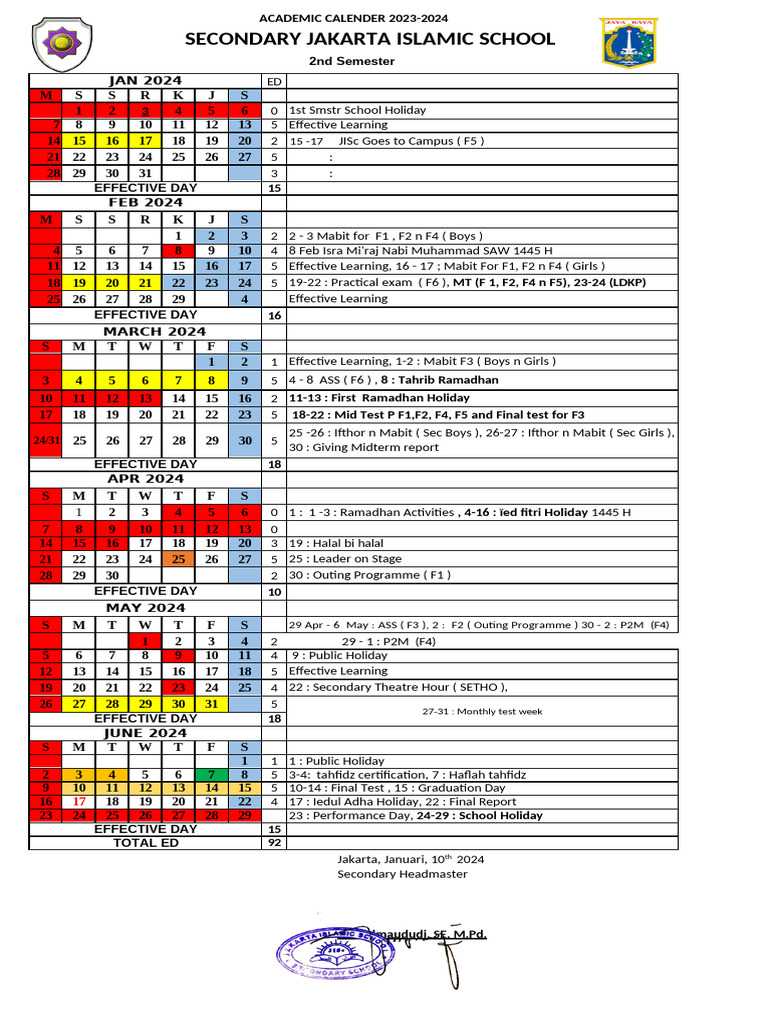 Academic Calender 2024 (2nd Semester) | PDF | Academia
