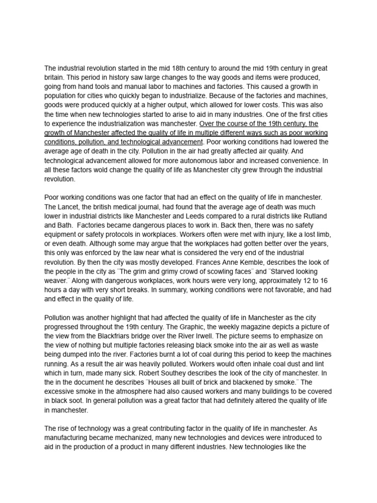 Industrial Revolution in Manchester | PDF | Occupational Safety And ...