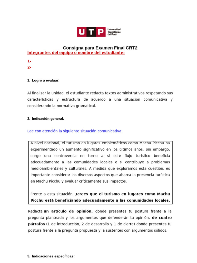 Examen Final CRT2-1 | PDF | Puntuación | Coma