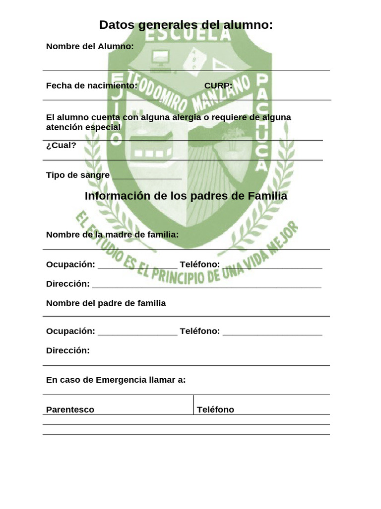 Datos Generales Del Alumno | PDF
