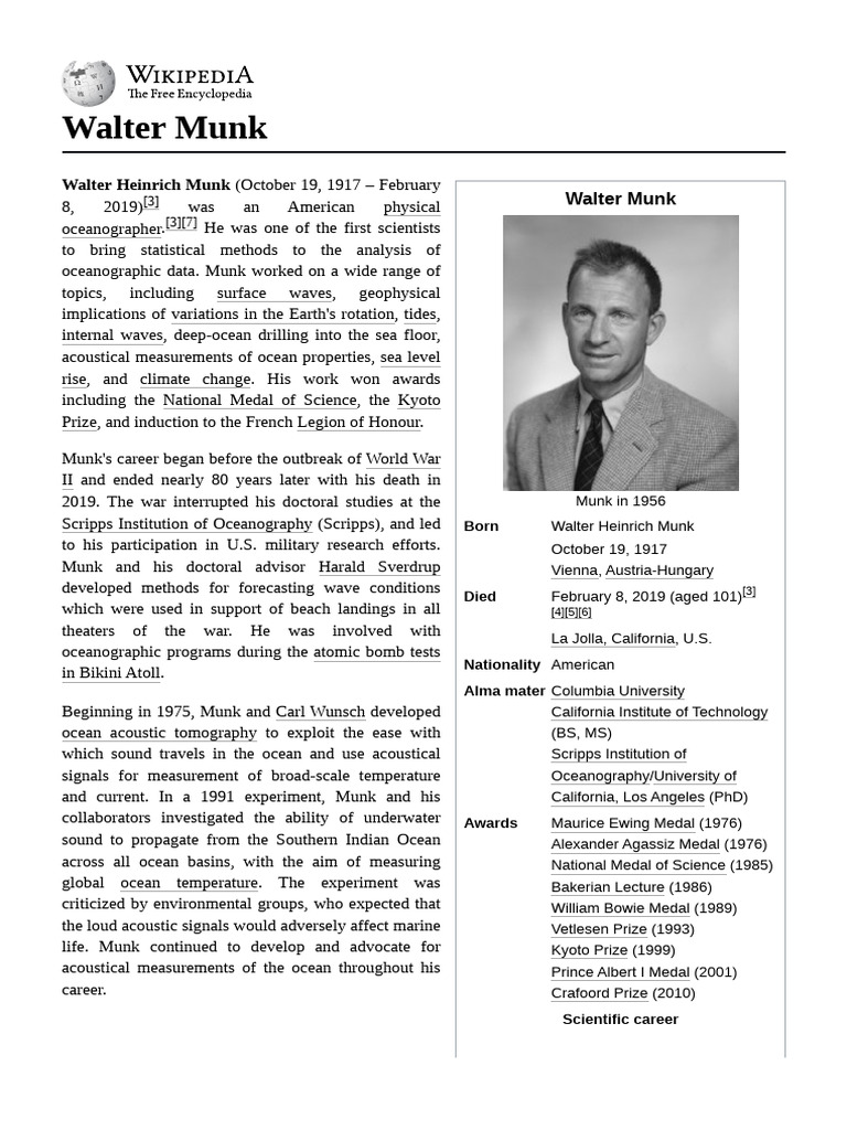 Walter_Munk | PDF | Physical Geography | Applied And Interdisciplinary ...