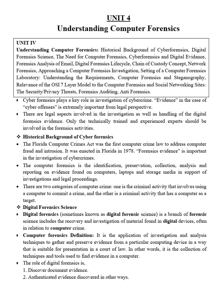 UNIT-4 Information Security - Cryptography | PDF | Digital Forensics | Computer Forensics