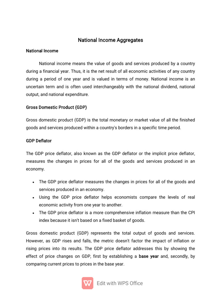 National income aggregates | PDF | Gross Domestic Product | Measures Of ...