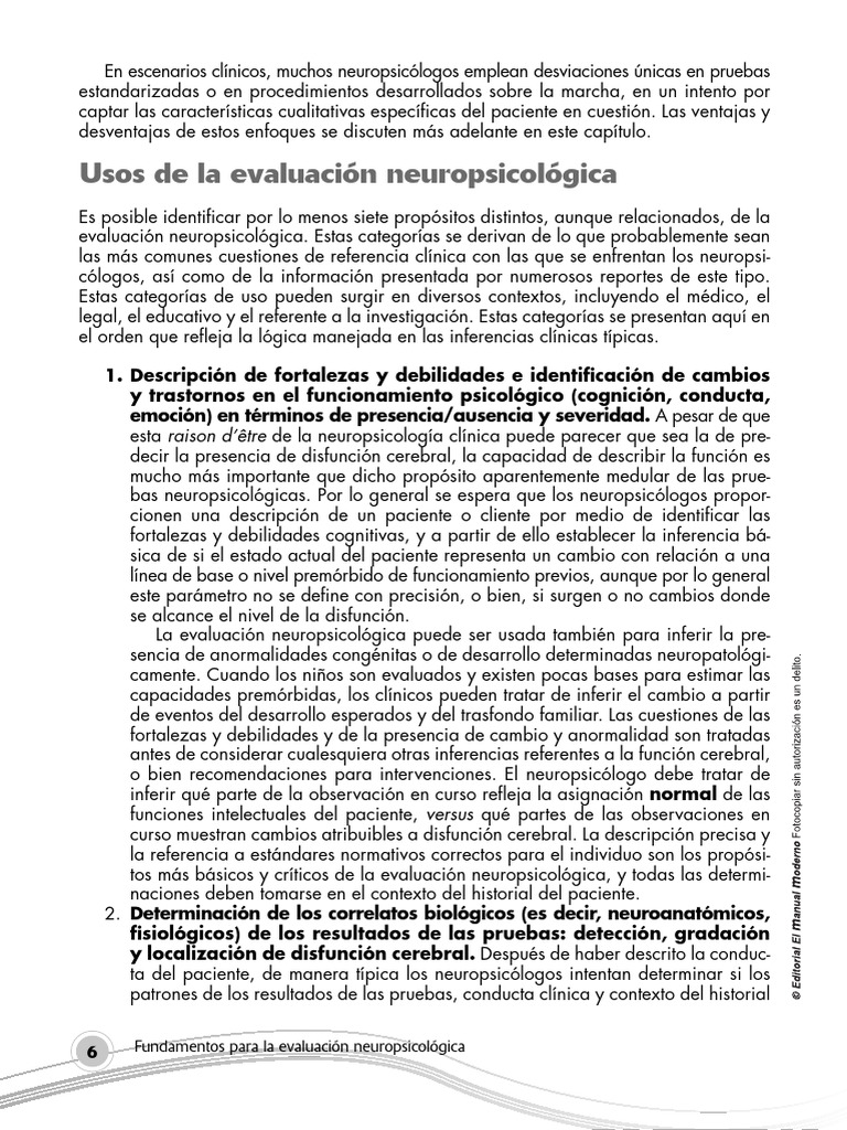 Usos de La Evalu | PDF | Neuropsicología | Neurología