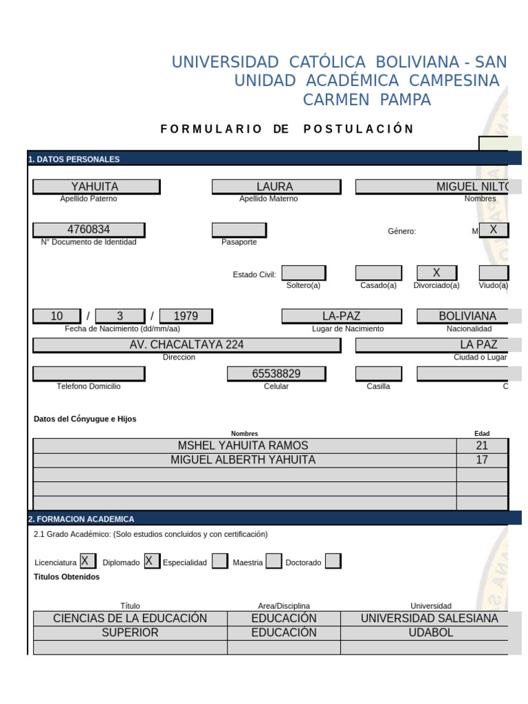 Form Uac CP002 | PDF | Academia | Etapas educativas