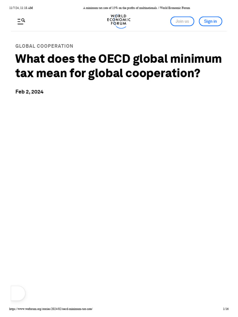 A Minimum Tax Rate of 15% On The Profits of Multinationals. - World ...