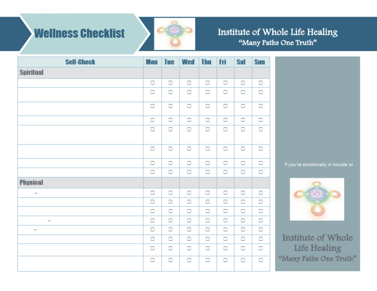 Wellness Checklist - IWH | PDF | Spirituality | Yoga