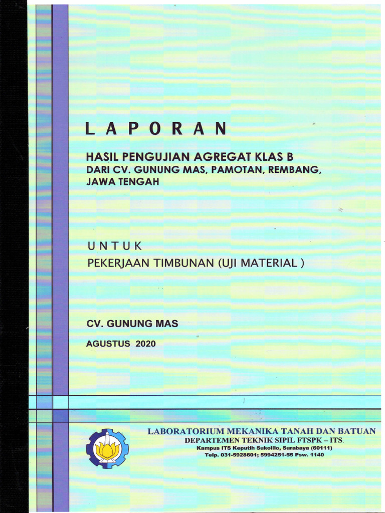 Hasil Pengujian Agregat B Agustus 2020 | PDF