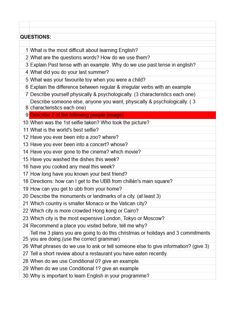 Interview Questions English II-1 | PDF
