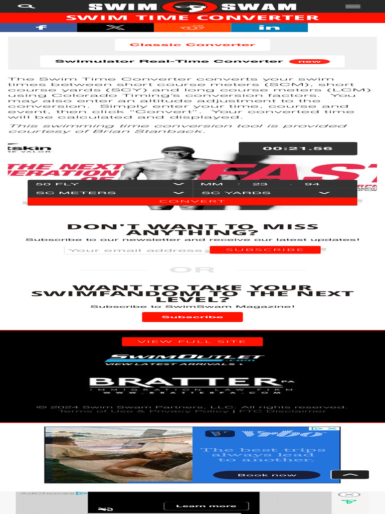 Swimming Time Conversion Tool | PDF