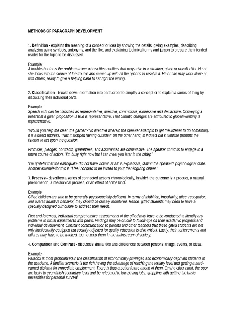 Methods of Paragraph Development | PDF | Psychology | Cognition
