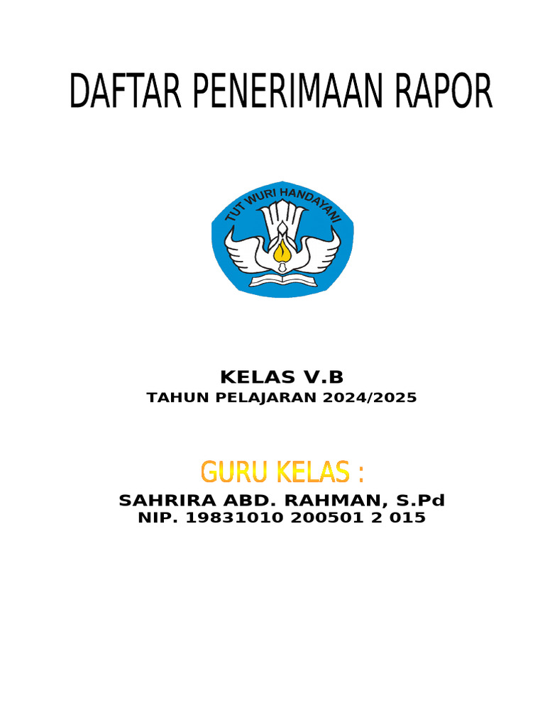 Sampul Daftar Penerimaan Rapor Baru | PDF