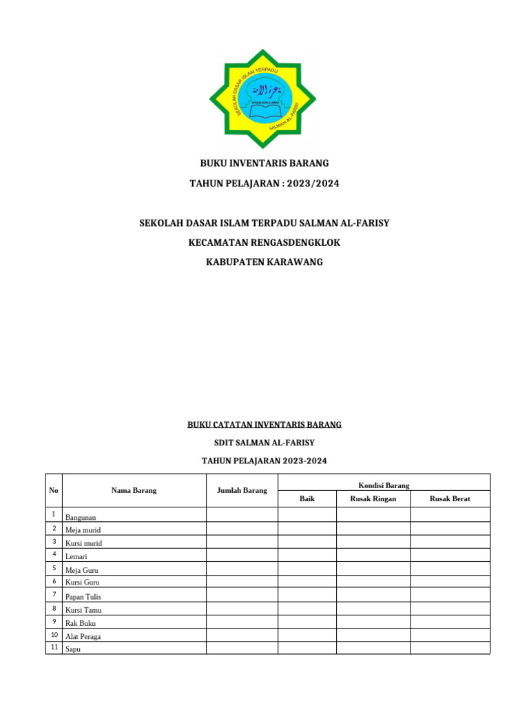 BUKU INVENTARIS BARANG | PDF