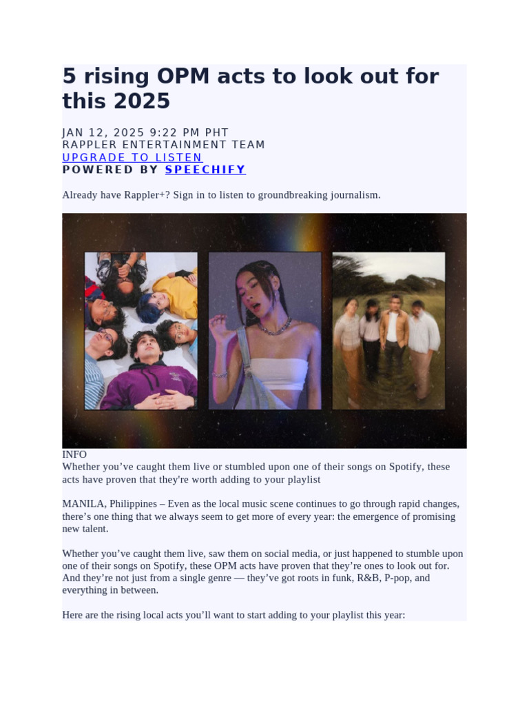 5 Rising OPM Acts To Look Out For This 2025 | PDF