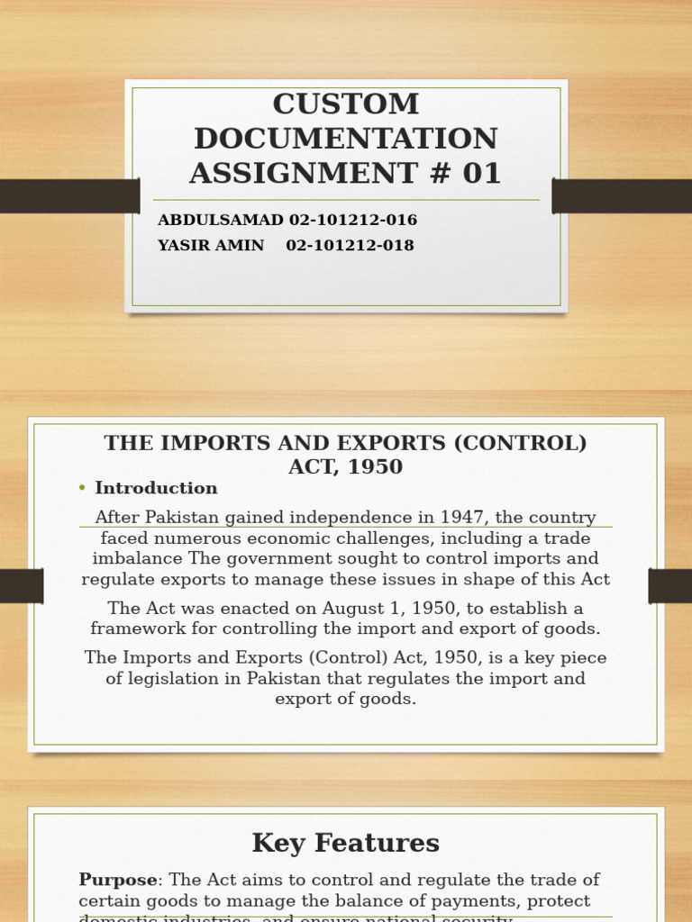 Custom Documentation Assignment-1 | PDF | Exports | Customs