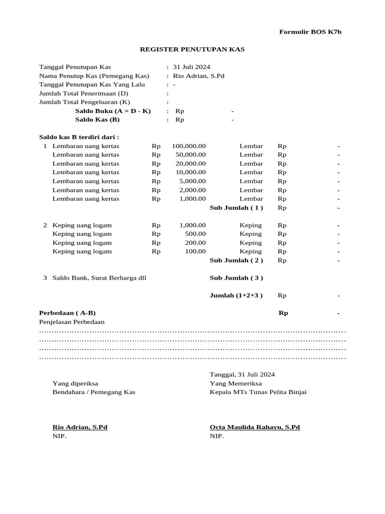 Cash Opname (Baru) | PDF