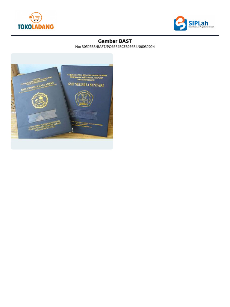 Gambar BAST SAMPUL RAPOT | PDF