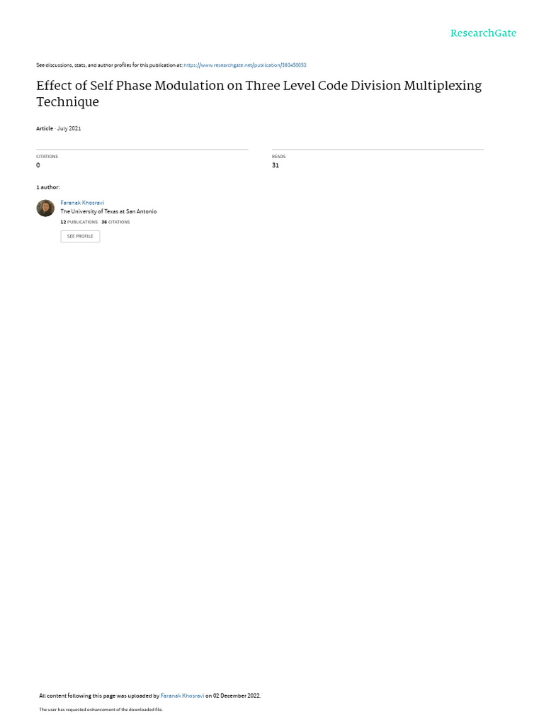 Effect of Self Phase Modulation on Three Level Code Division ...