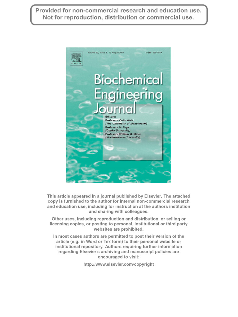 2011 Biochem Eng J | PDF | Chemical Engineering