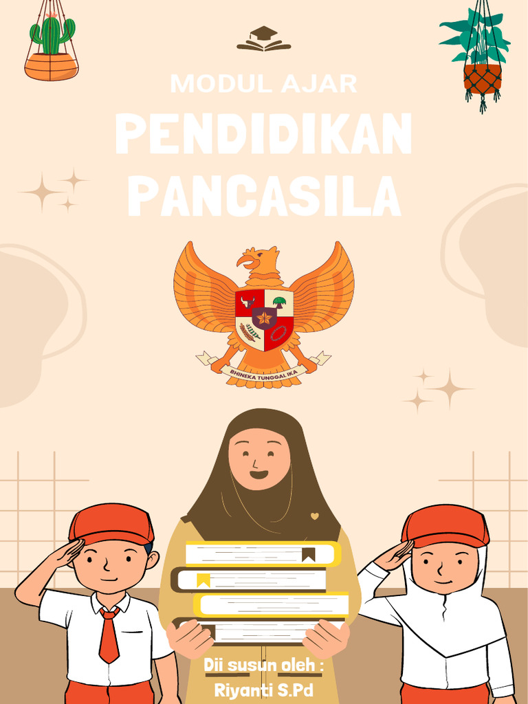 Sampul Buku Modul Ajar Pendidikan Pancasila Krem Cokelat Ilustratif | PDF