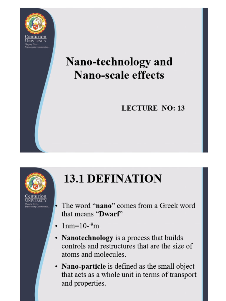 L13 Nano Technology and Nano Scale Effects PPT | PDF | Nanotechnology | Molecules