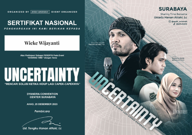 Sertifikat Nasional Ayah Amanah Surabaya Sesi 1 Wieke Wijayanti | PDF