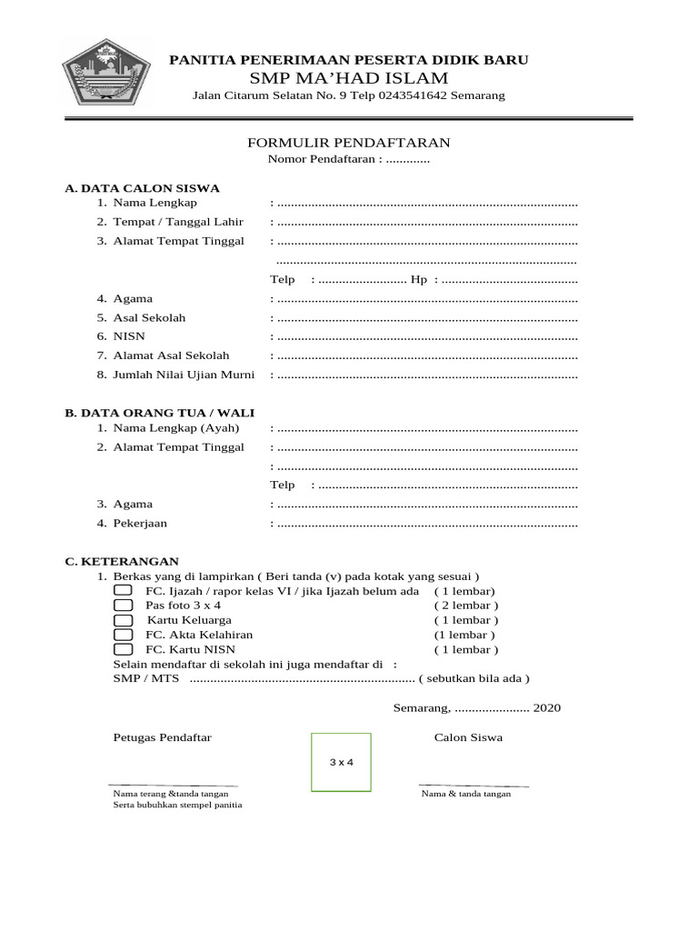 Formulir Pendaftaran | PDF