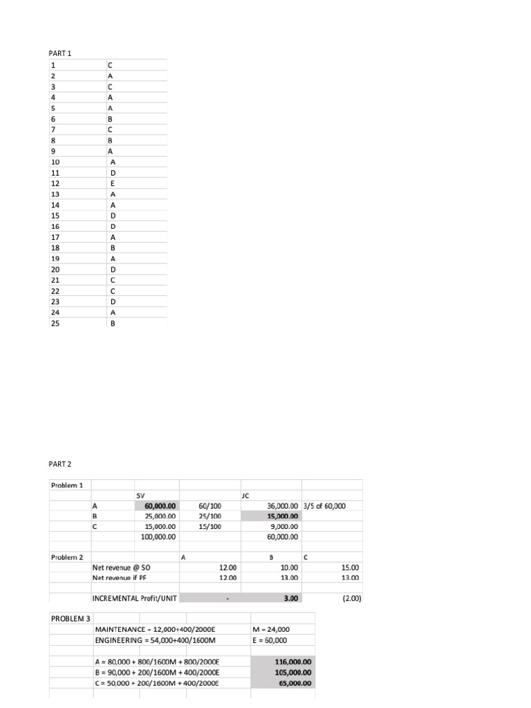 Answer Key in ACC 115 Final Exam | PDF