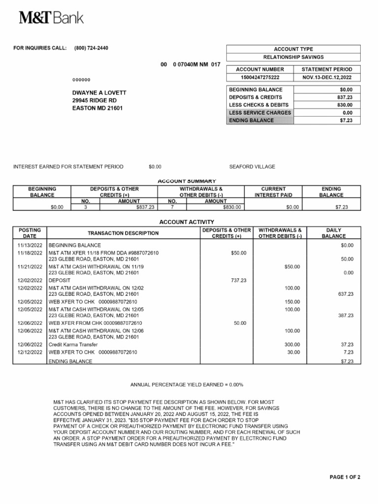PDF Bank Statement | PDF