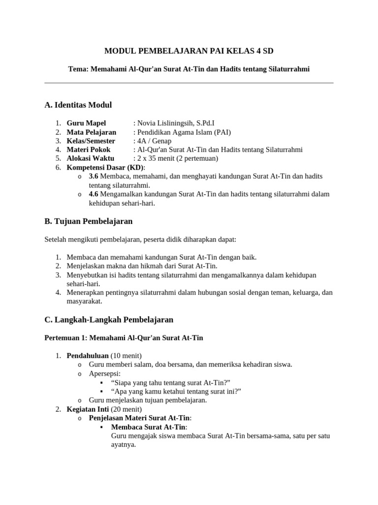 Modul Kelas 4 Pai Novia | PDF