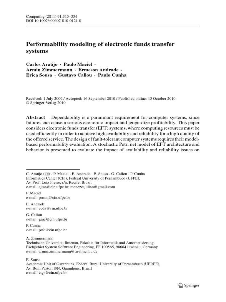 (2011) (12) - Performability Modeling of Electronic Funds Transfer Systems | PDF | Coefficient ...